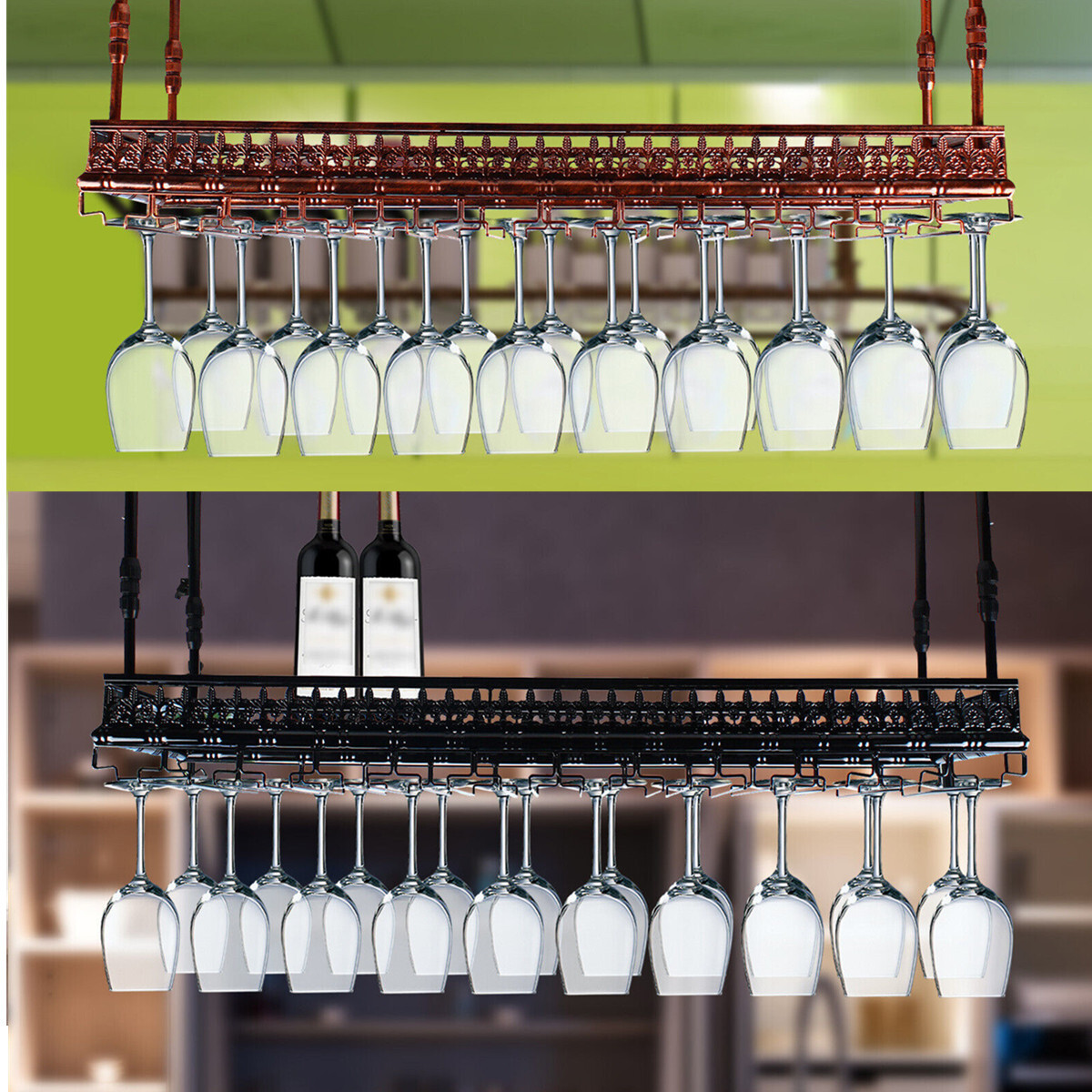 Ceiling Mounted Hanging Wine Glass Rack | Shelly Lighting
