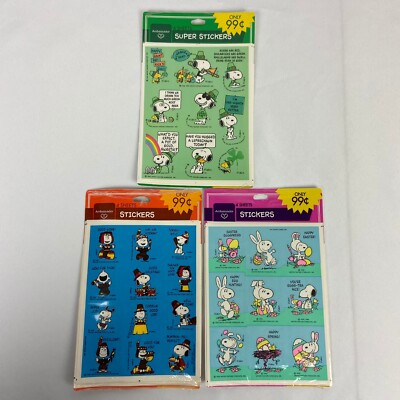Vtg Hallmark Ambassador Stickers Peanuts Thanksgiving Easter St Patrick ...