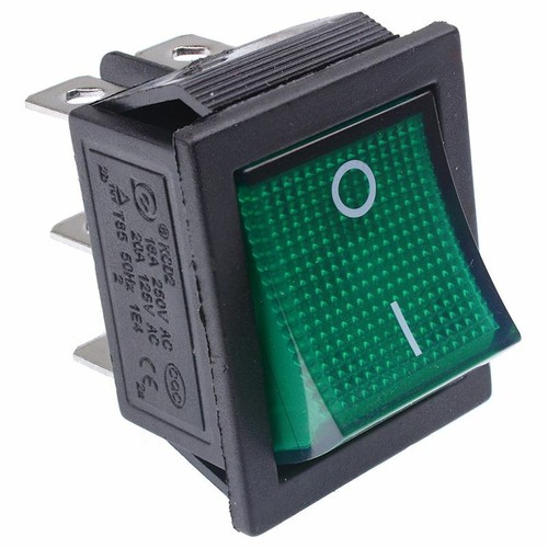 Green illuminated On-Off Rectangle Rocker Switch 220V DPDT | eBay