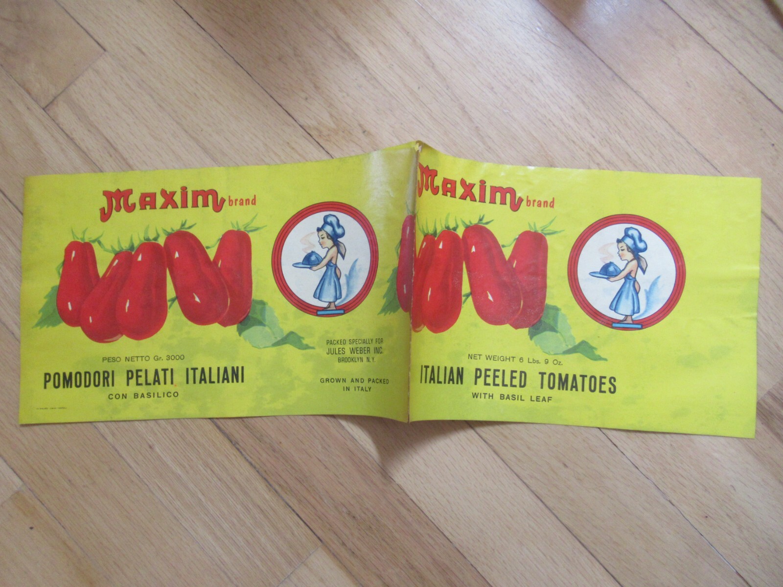 Vintage Food Label-Maxim Brand Pomodori Pelati Italiani / Italian ...