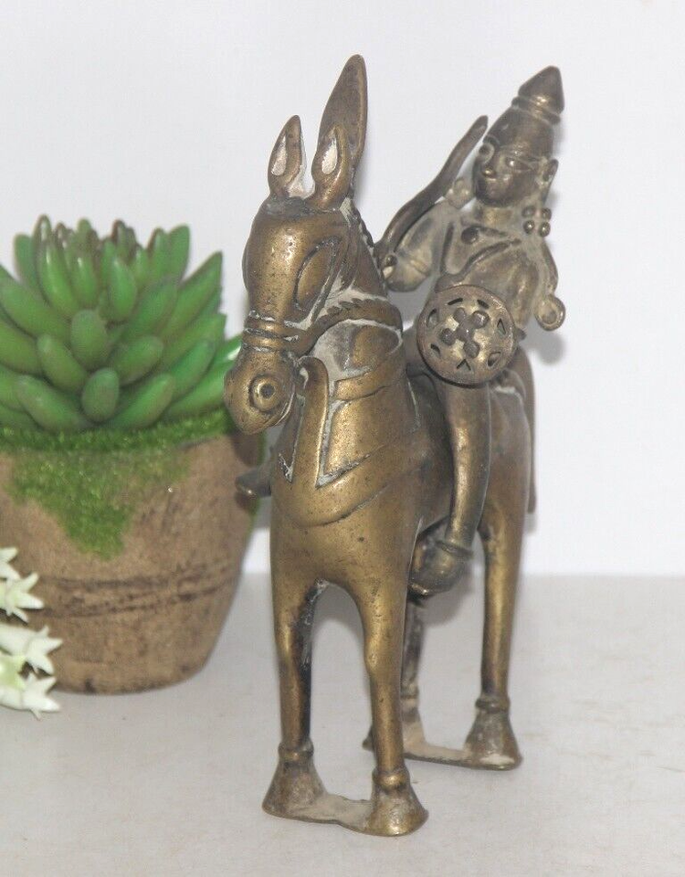 1940's Brass Wax Casted Horse Rider / Warrior Statue/Figurine ,Rich ...