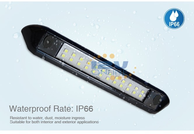 2X 12V 10" LED Awning Light Black Shell RV Camper Trailer Exterior Bar ...