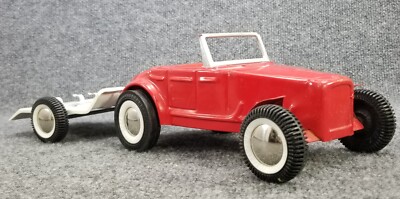 VTG BUDDY L HOT ROD & TRAILER RED 1960s PRESSED STEEL | eBay