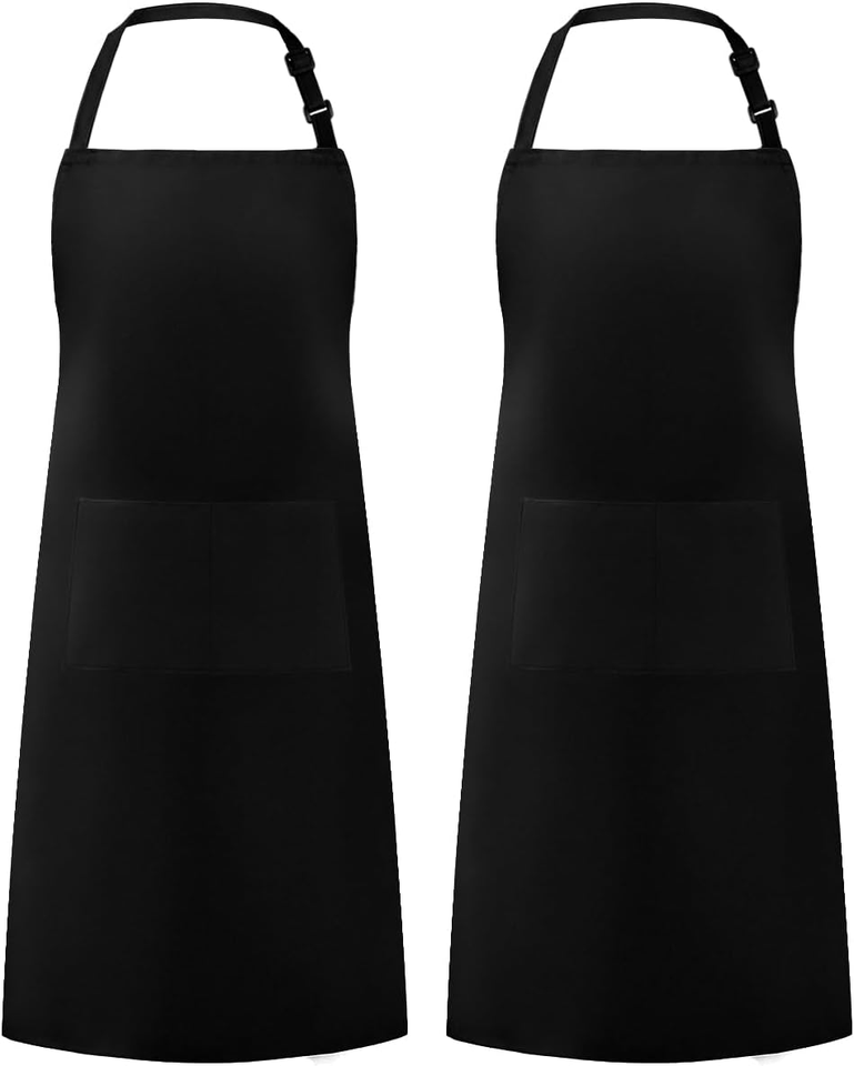 Cooking Kitchen Aprons 2 Pack Adjustable Bib Apron 2 Pockets Women Men ...
