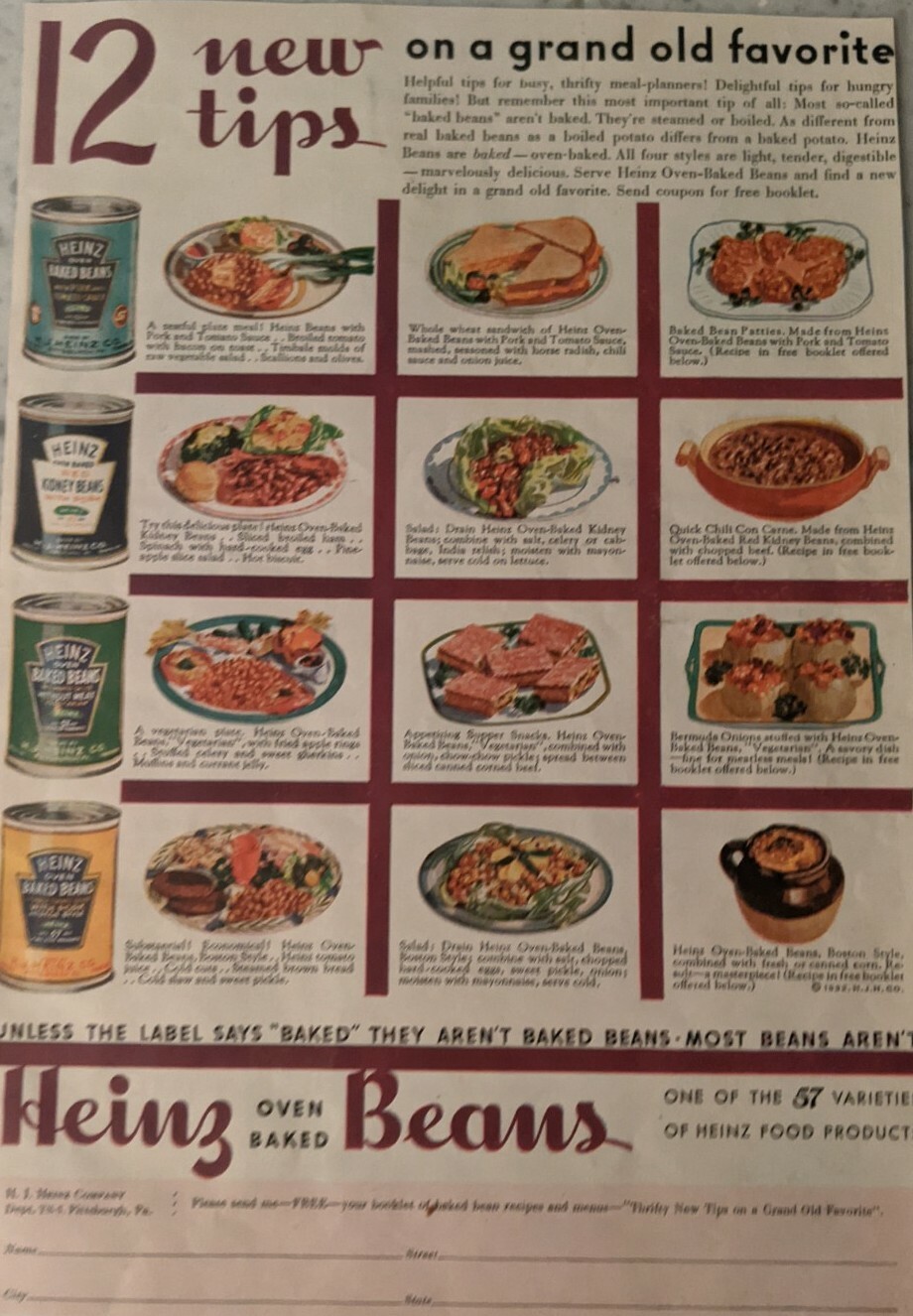 1932 Heinz Beans Magazine Advertisement Chipso Detergent Ad On Reverse ...