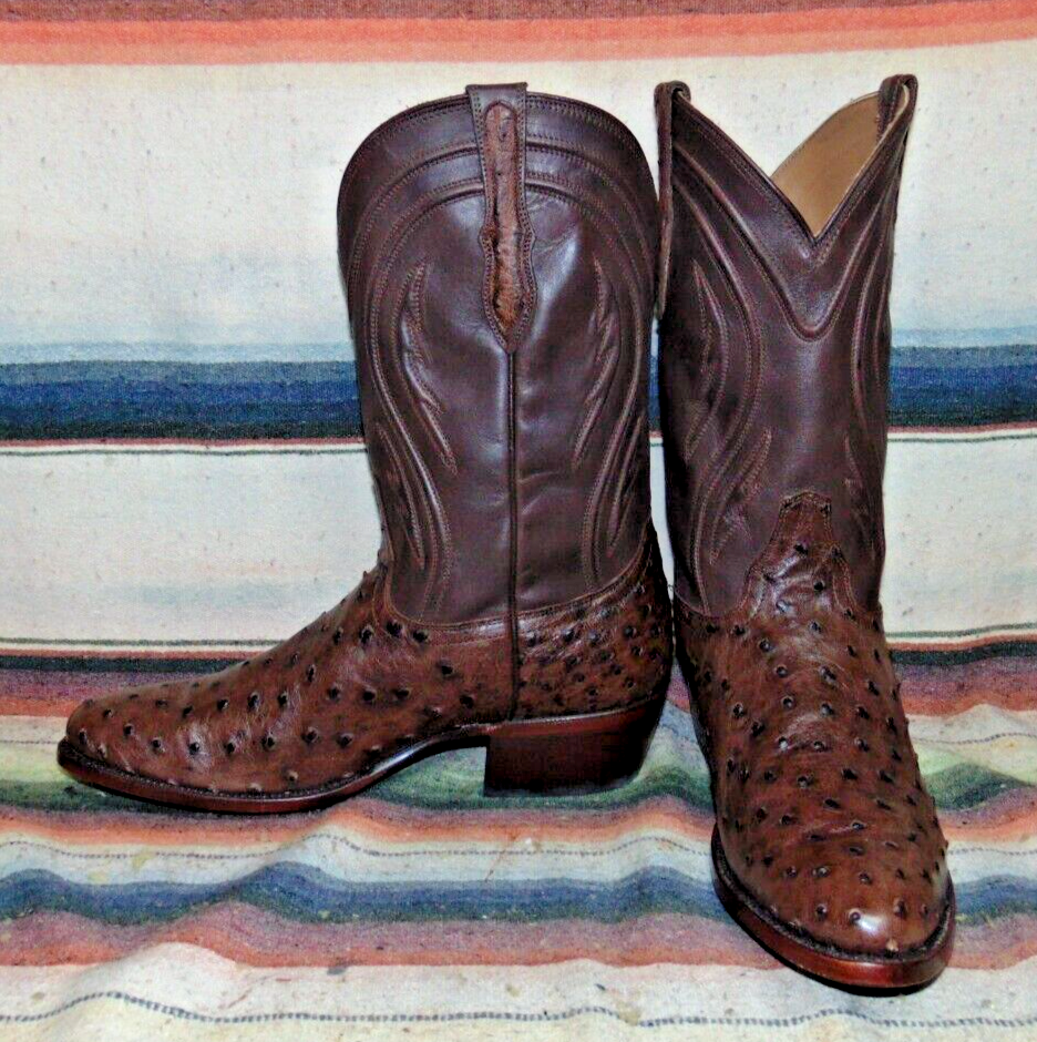 Mens Rujo The Deacon Brown Full Quill Ostrich Cowboy Boots 11 D New w/o ...