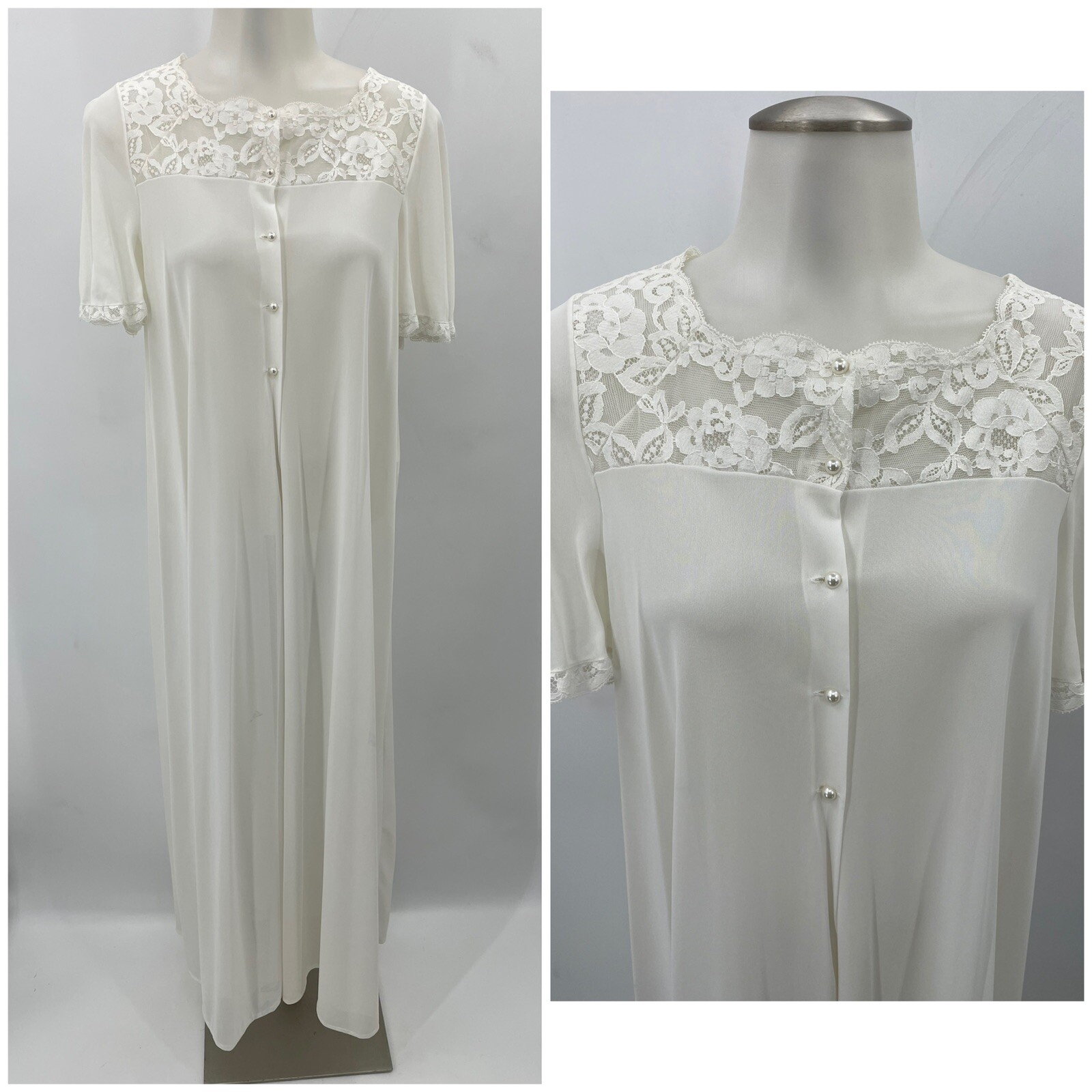 Vintage Olga Nylon Dressing Gown Long Robe Peignoir W… - Gem