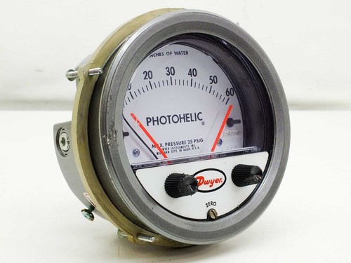 Dwyer 0-60" Photohelic Differential Pressure Gage w/Low/High Set-Points ...