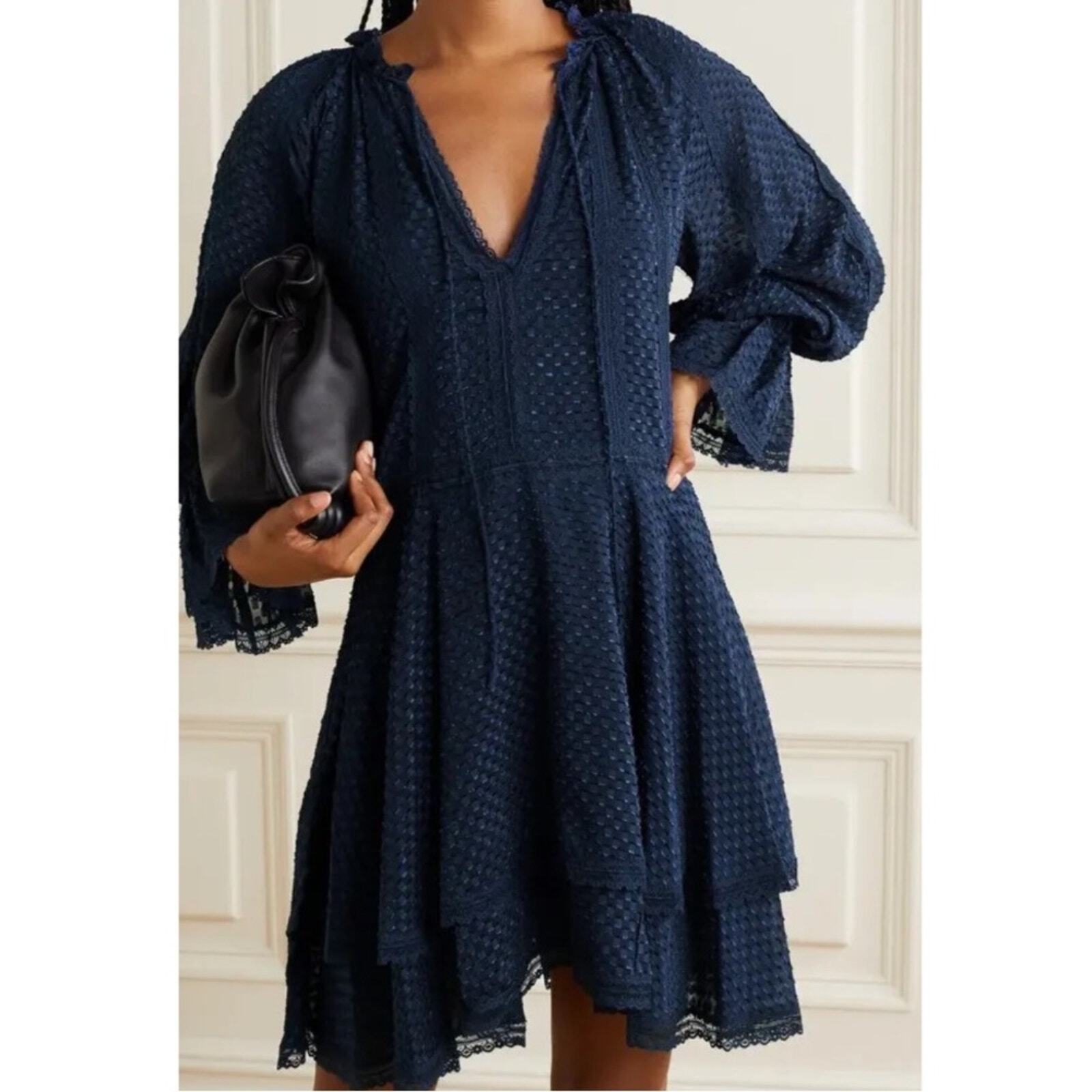 Alice + Olivia Crochet Trimmed Fil Coupe Chiffon Mini… - Gem
