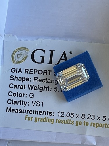 5.17 ct LAB GROWN DIAMOND LOOSE - VS1 CLARITY - G COLOR - EMERALD Cut ...