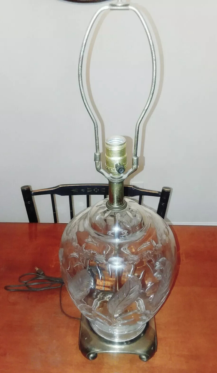 Cut Crystal Leaf Design Table Lamp Vintage OriginalBrass Leviton Co. | eBay