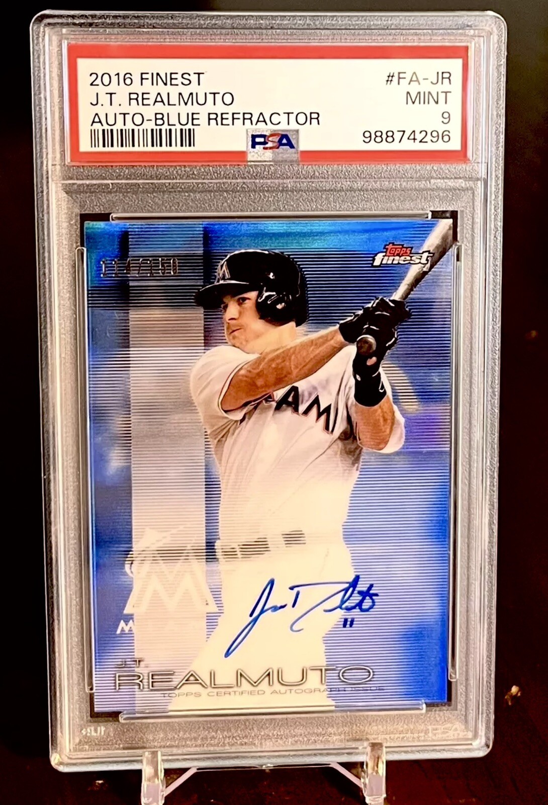 2016 Finest J.T. REALMUTO Rookie Blue Refractor Auto /150 ~ PSA 9 ...
