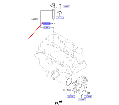 Joint torique d'injecteur de carburant KIA SPORTAGE QL MK4 338172F600 ...