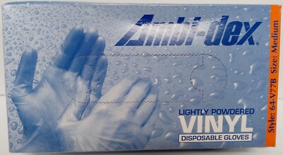 Ambi-Dex Lightly Powdered Vinyl Disposable Gloves Style 64-V77B Size M ...
