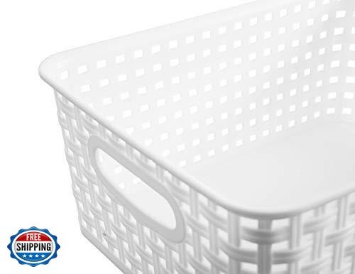 ZHENFAN White Plastic Woven Storage Baskets, 12-Pack Weave Basket | eBay