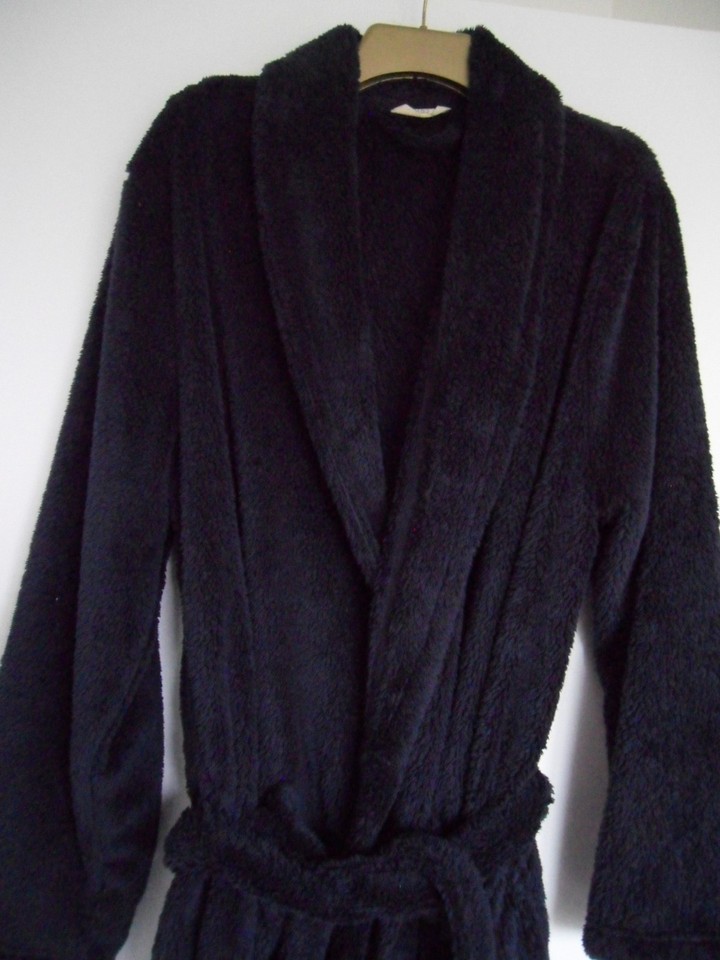 MENS FLEECE SUPERSOFT DRESSING GOWN EXTRA LARGE NAVY MARKS & SPENCER ...