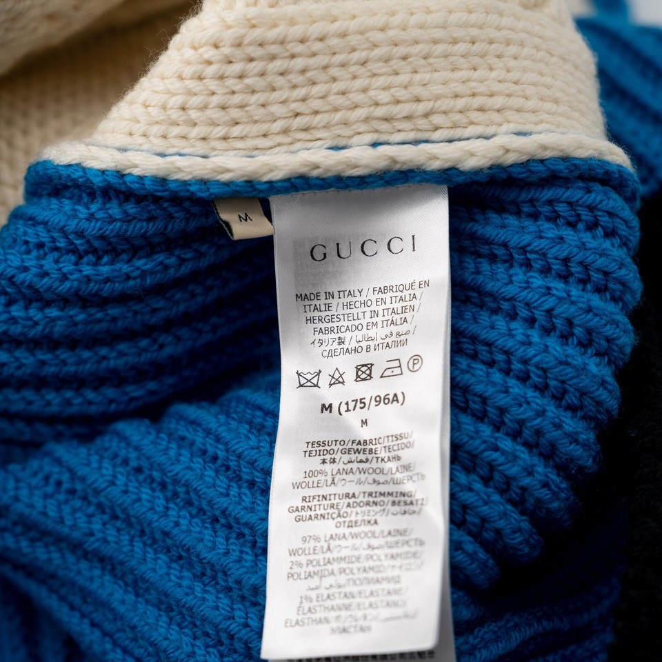 Size M - Gucci adidas Wool Cable Knit Sweater Blue White Black Stripes ...
