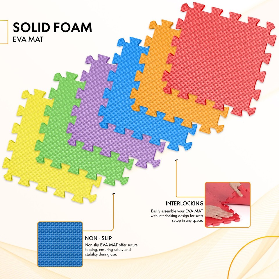 EVA Foam Interlocking Puzzle Mat Kids Play Gym Flooring Exercise & Yoga ...