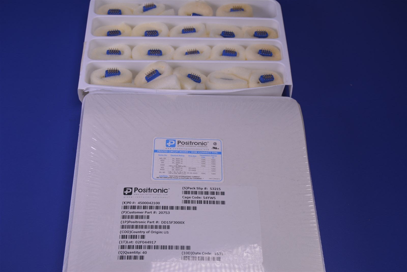 10 Positronic D Subminiature Connector 15 Pin Female Solder Terminal ...