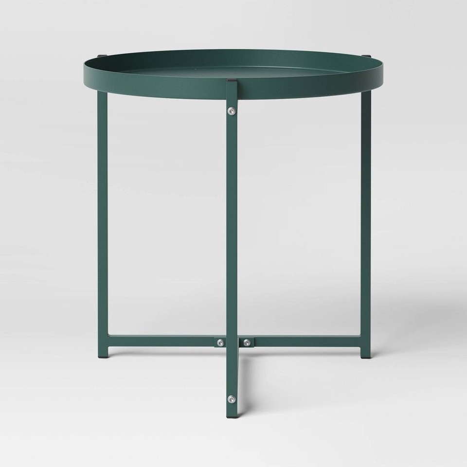 Room Essentials Outdoor Steel Round Side Table Tray Top End Side Table ...