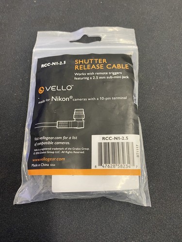 Vello Shutter Release Cable Rcc-o1 For Nikon Remote Trigger w/sub-mini ...