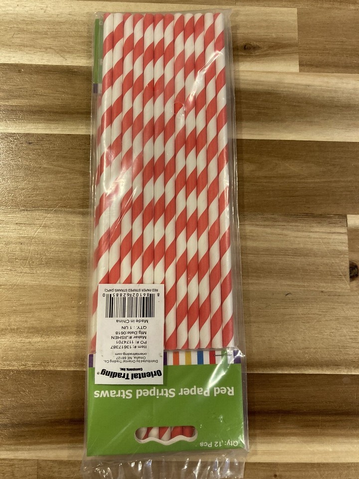Red Paper Striped Straws (24Pc) - Party Supplies - 24 Pieces | eBay