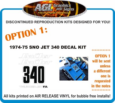 1974 1975 SNO-JET 340 THUNDER JET DECAL KIT REPRODUCTIONS SNO JET 440 ...
