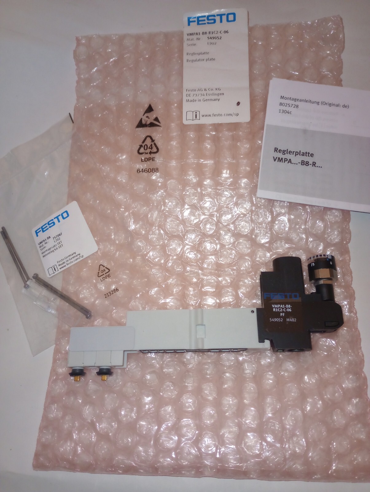 NEW GENUINE FESTO VMPA1-B8-R1C2-C-06, 549052 REGULATOR PLATE, USA STOCK ...