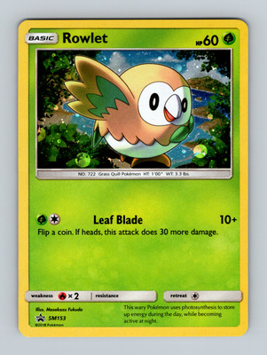Pokemon Card Promo #SM153 - ROWLET (holo-foil) - NM/Mint | eBay