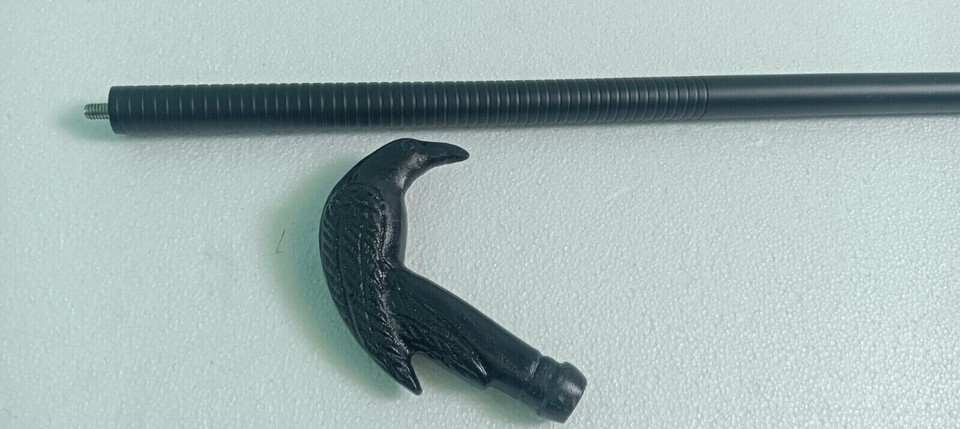 Antique Black Brass Crow Head Handle Stainless Steel Tactical Walking ...