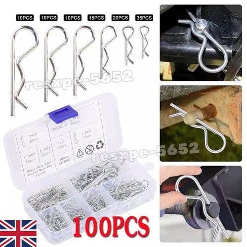 100x R Clips Spring Lynch Hitch Cotter Hair Pin Assortment Steel Hot ...