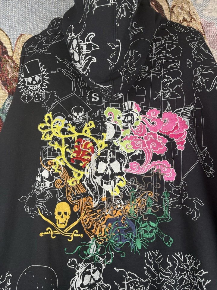 Y2K Skull Face Mask Sweatshirt Hoodie Size 3XL Black Full Zip ...