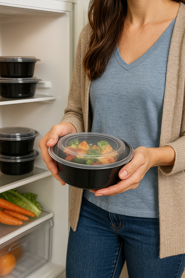 24oz Round Meal Prep Food Containers BPA-Free Microwavable Reusable ...