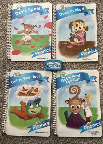 Leap Frog Easy Reader Phonics Kit #2 Books 1-4 w/ Cartridge ...