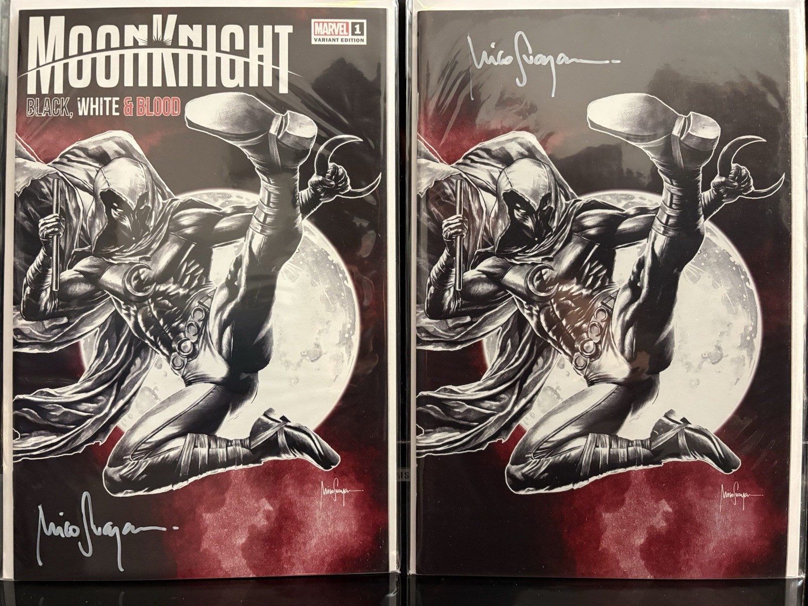 Moon Knight: Black White & Blood #1 Signed Mico Suayan Variant Cover ...