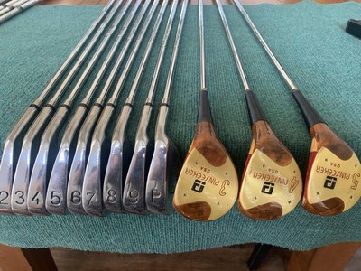 NEW 1982 PINSEEKER CLASSIC IRON SET + PINSEEKER PERSIMMON WOOD SET, 2 ...