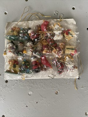 Lot Of 21 Miniatures Polyresin Mini Christmas Ornaments Santa Snowman ...