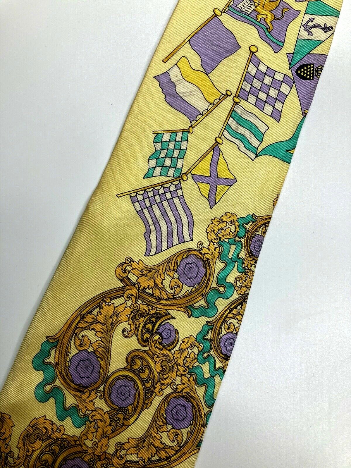 GIANNI VERSACE VINTAGE '90s BAROQUE NAUTICAL FLAGS TIE MARINE VIKING ...