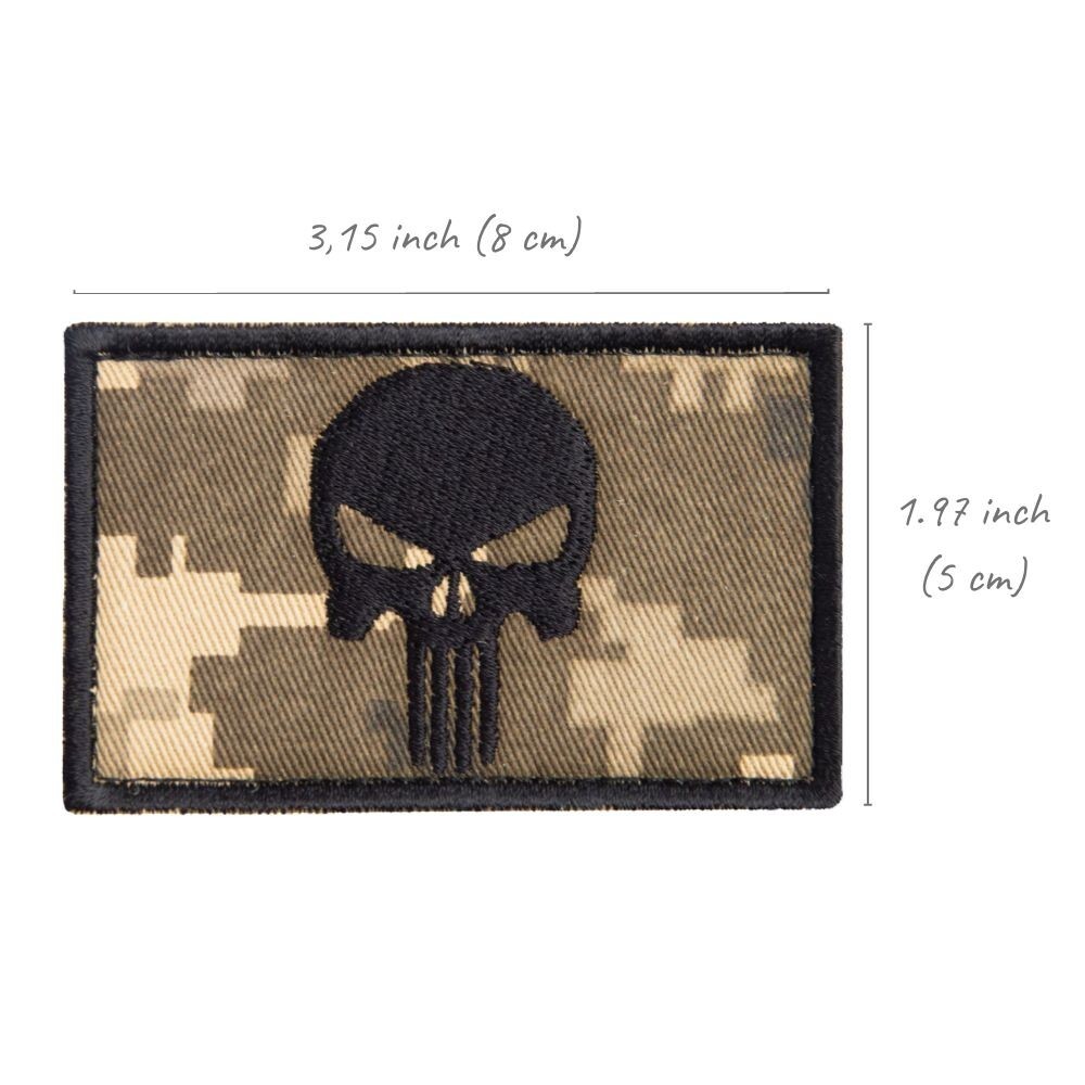 2-Piece Camo Skull Patch, Embroidered Dead Skull Morale Patch ...