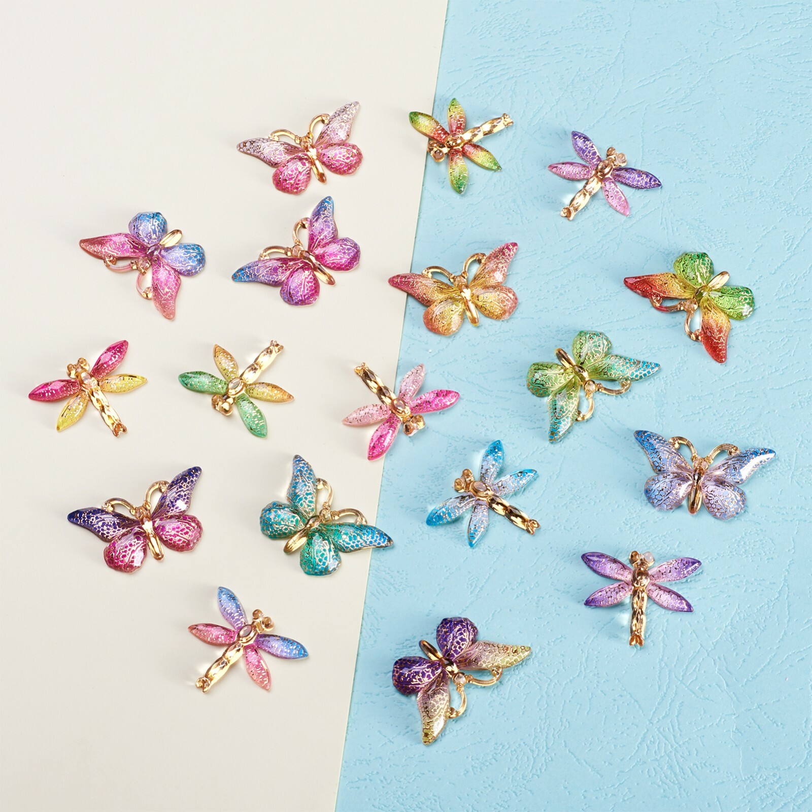36Pcs Plastic Colorful Butterfly Dragonfly Pendants DIY Plastic ...