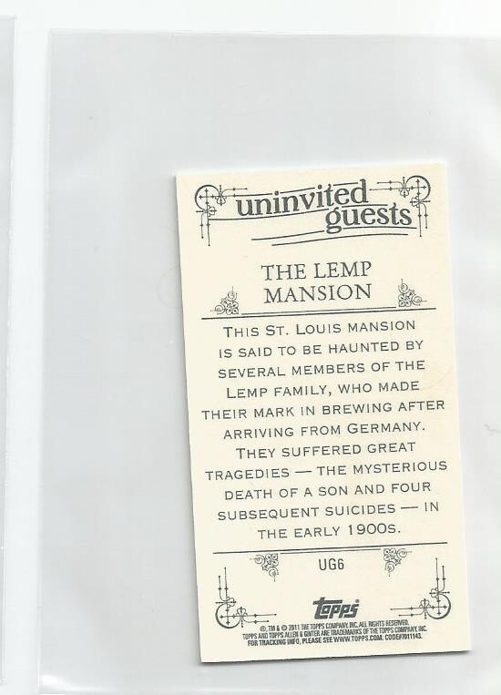 2011 Topps Allen and Ginter Mini Uninvited Guests The Lemp Mansion Card ...