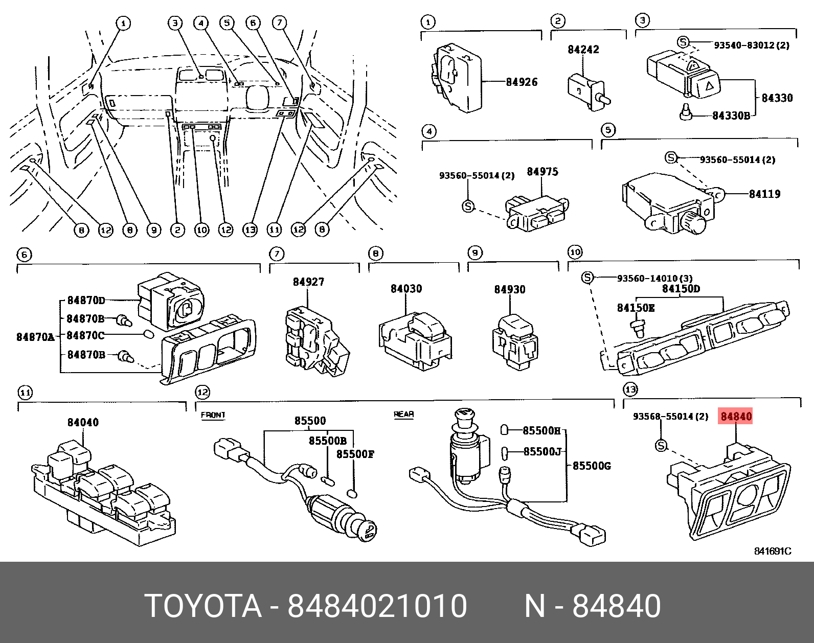 Genuine OE Switch Assembly Ba 8484021010 for Toyota 84840-21010 | eBay UK