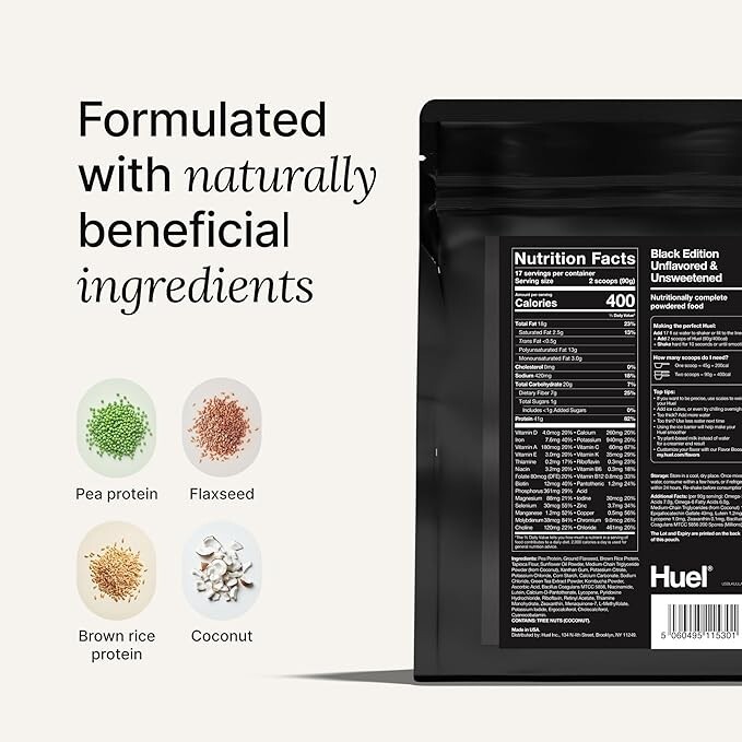 Huel Black Chocolate – 40g Vegan Protein, Complete Meal, 17 Servings ...