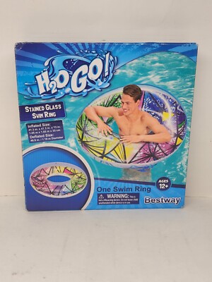 H20 Go Adult Stain Glass Swim Ring Tube Float Pool Water Inflatable ...