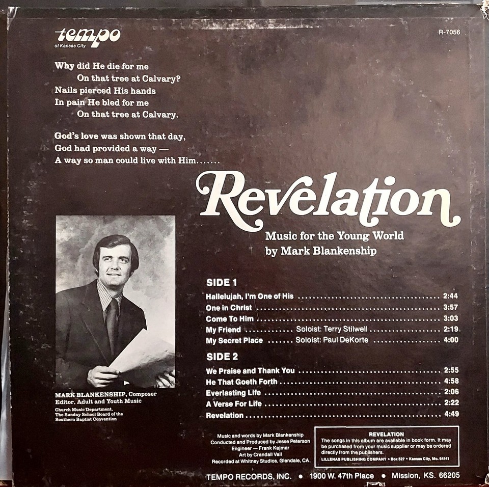 Revelation Songs by Mark Blankenship Gospel Music LP ALBUM | eBay