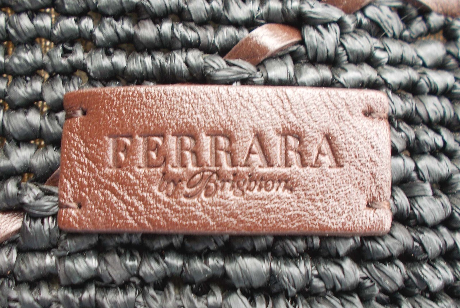 Brighton Ferrara "Carrera" Black/Brown Raffia Straw Cross Body Handbag ...