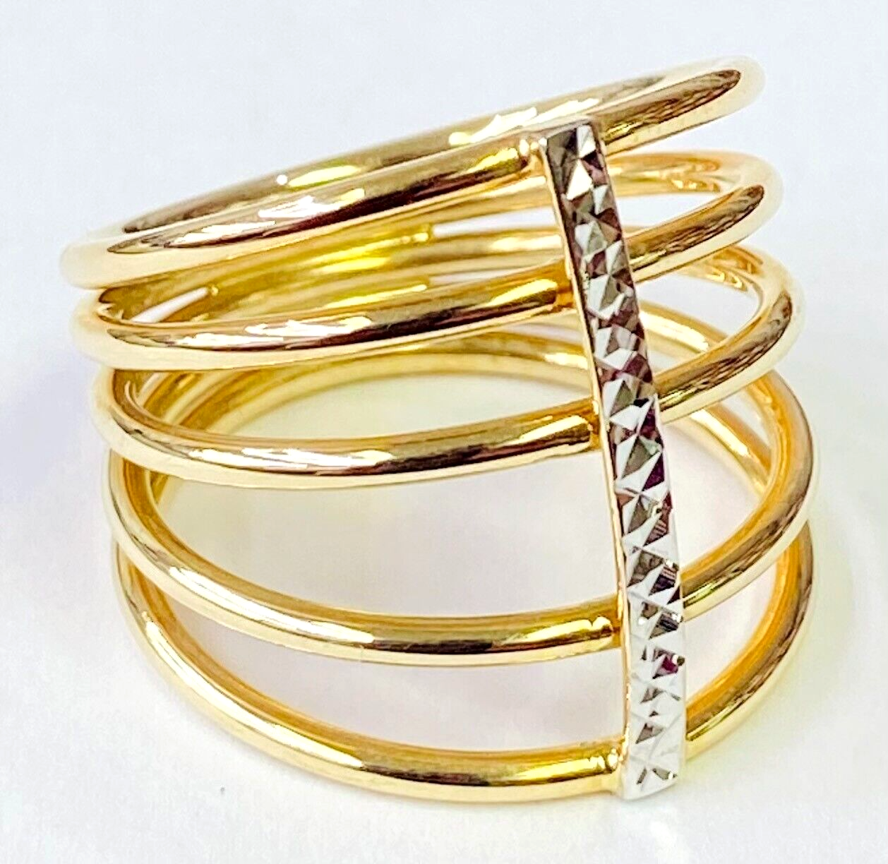 Michael Anthony Jewelry Solid 10K 2-Tone Gold 5-Row Band Ring Size 7 ...