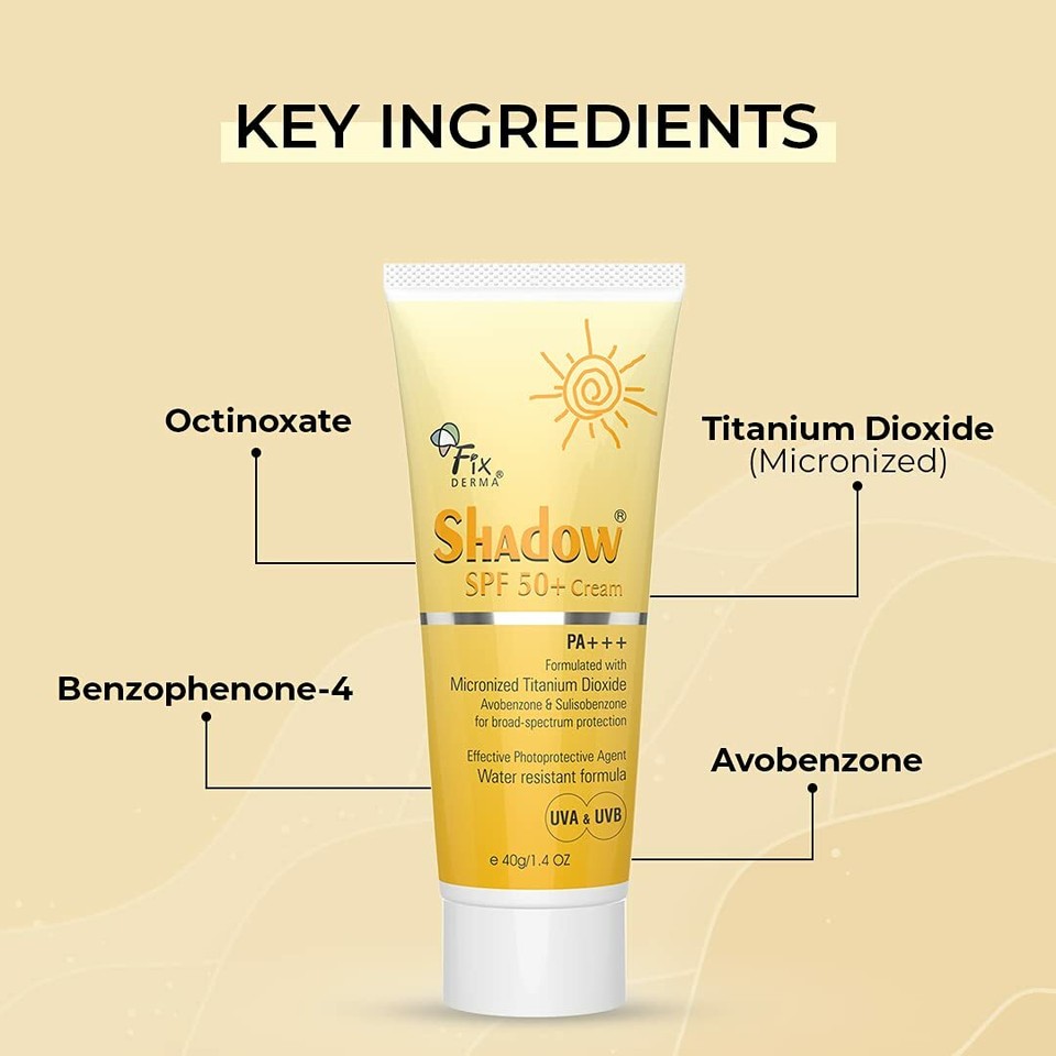 Fixderma Shadow Sunscreen SPF 50+ Cream, PA+++ Water Resistant & Non ...