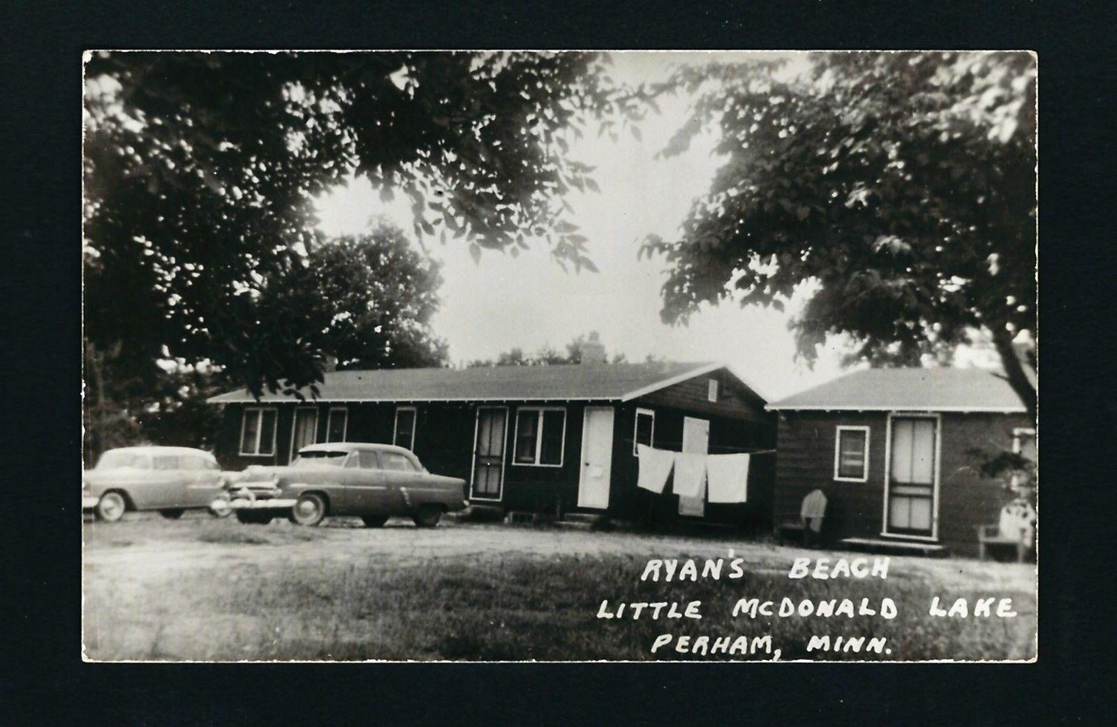 Perham Minnesota MN c1950 RPPC Ryan's Beach Resort Cabins, Little ...