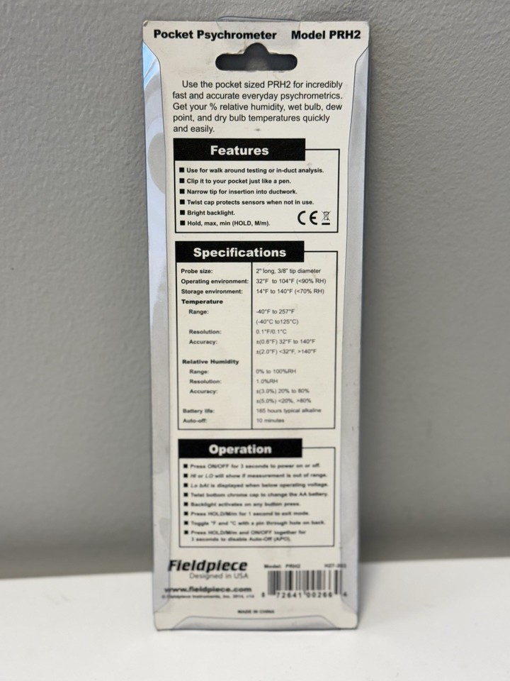 Fieldpiece PRH2 Digital Pocket Psychrometer 872641002664 | eBay